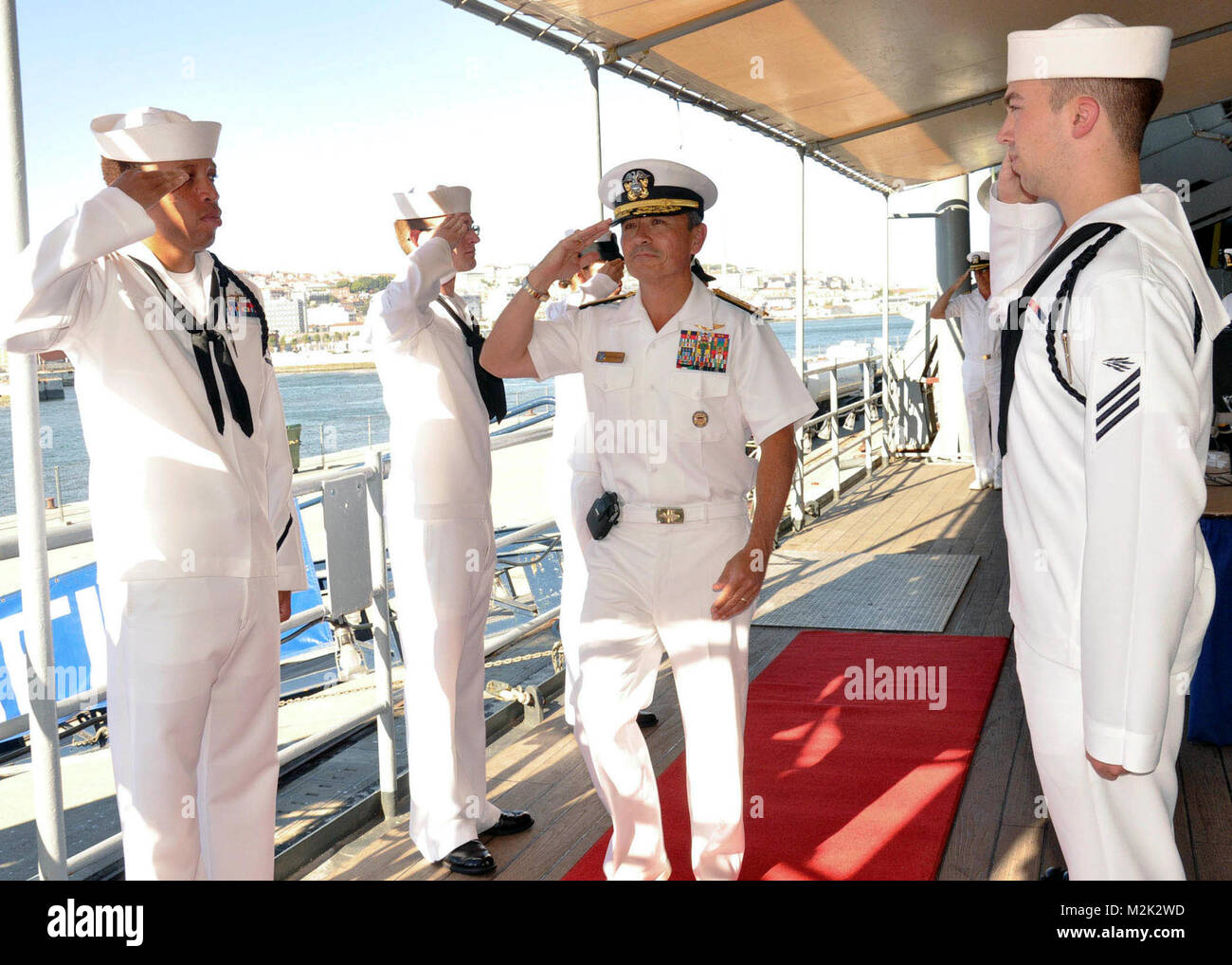 6th Fleet commander arrives aboard USS Mount Whitney by EUCOM Stock ...