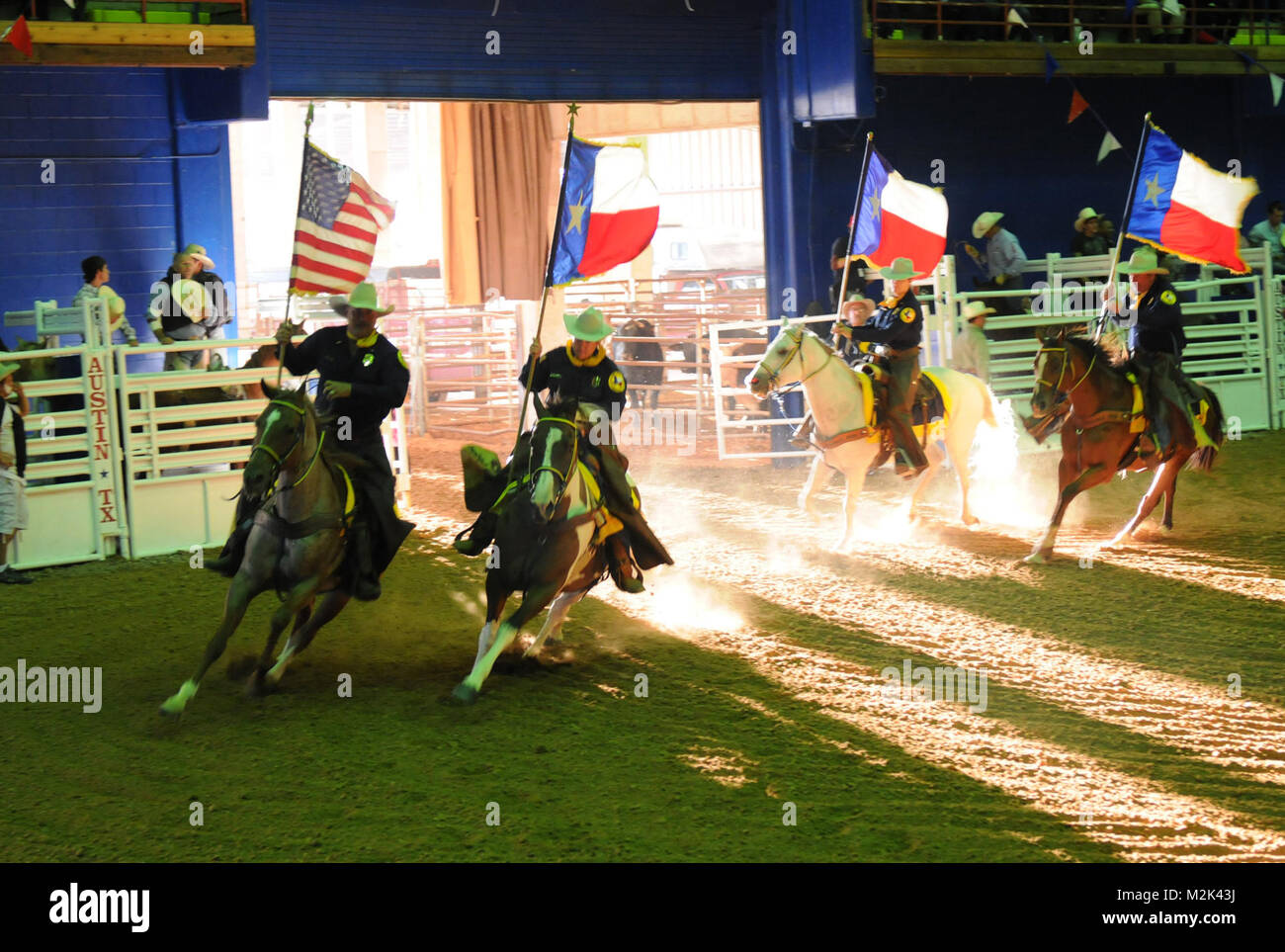 U.S. Marshalls enter the rodeo arena at the Travis County Exposition ...