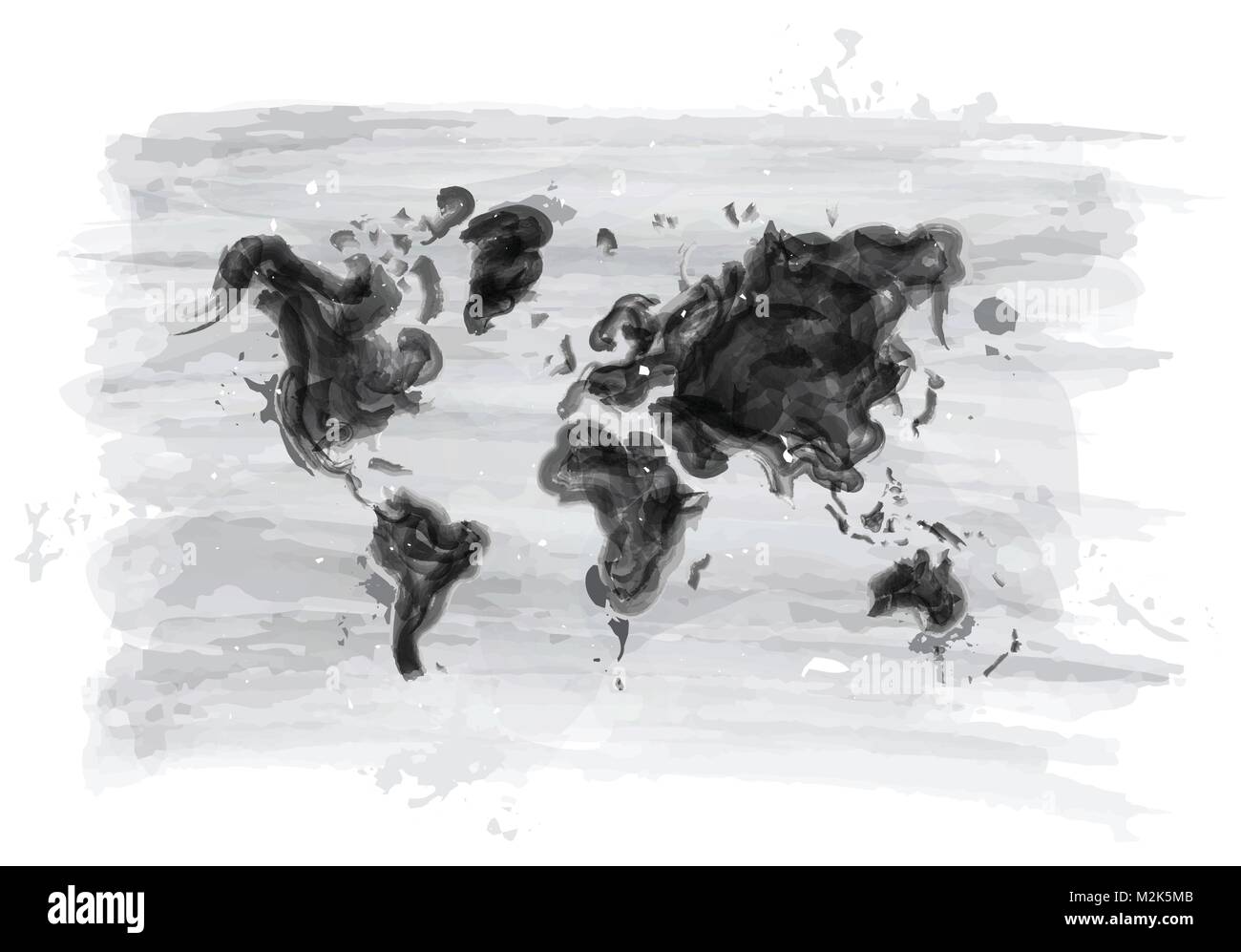 Watercolor painting design of world map . ( Environmental pollution ...