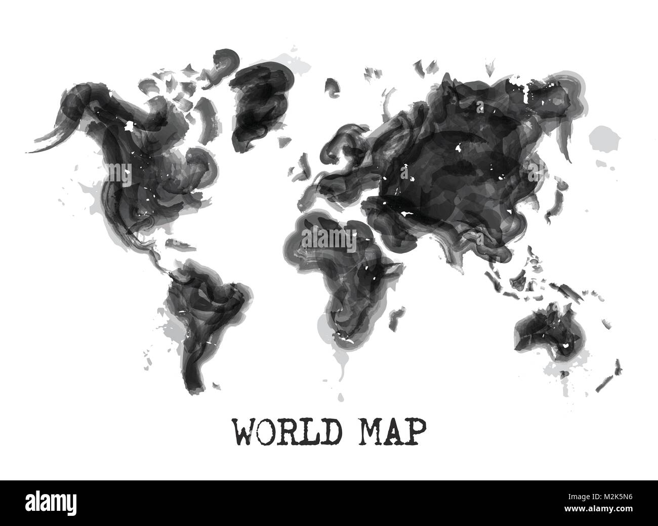 Watercolor painting design of world map . ( Environmental pollution ...