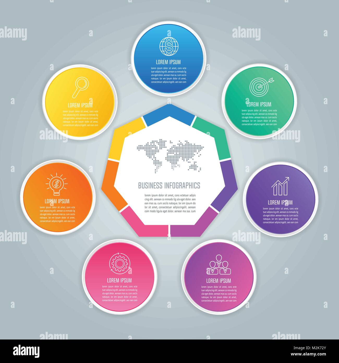 Creative concept for infographic with 7 options, parts or processes ...