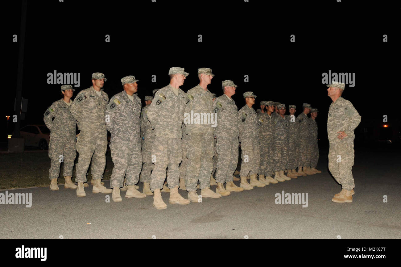 The 1908th Combat Stress Control Detachment stands in formation prior ...