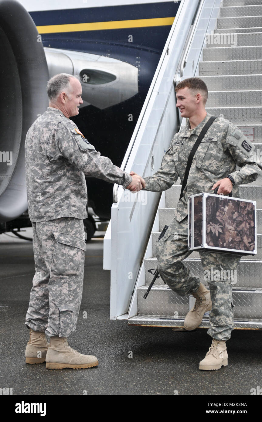 Maj. Gen. Charles A. Anderson greets Sgt. Michael Howell from the 467th ...