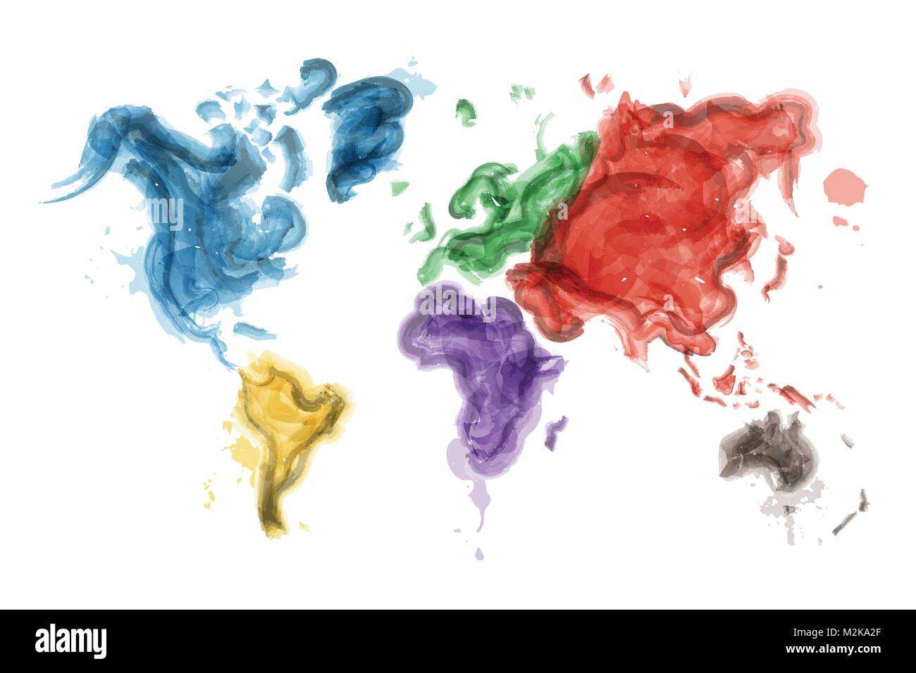 Watercolor painting design of world map and continents ( Ecological ...