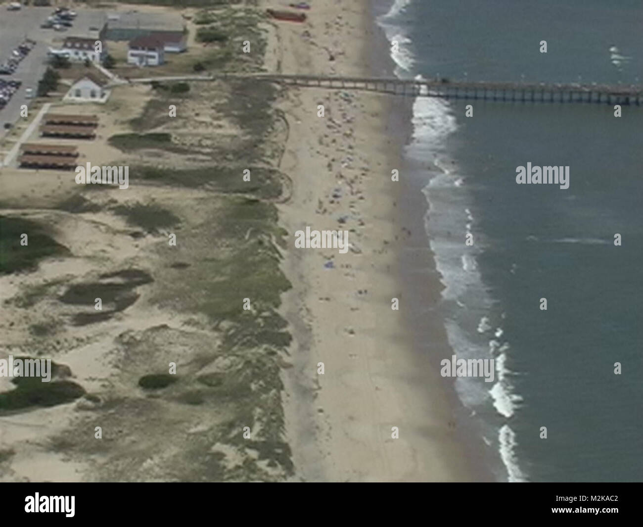 An Aerial shot of the beach replenishment project at Sandbridge, Va ...