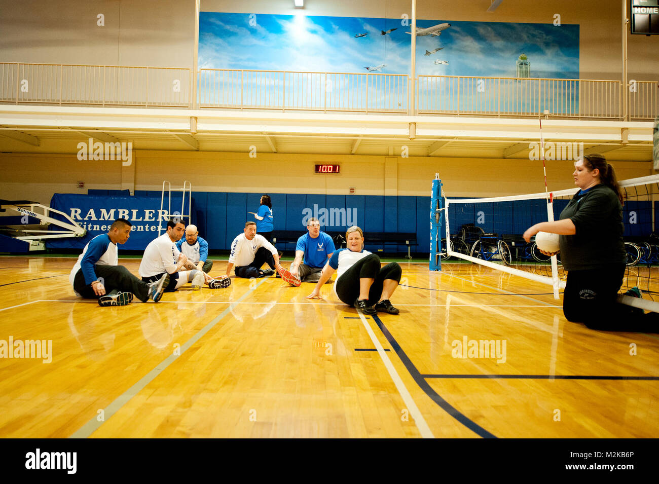 U.S. Air Force recovering service members practice sitting volleyball ...
