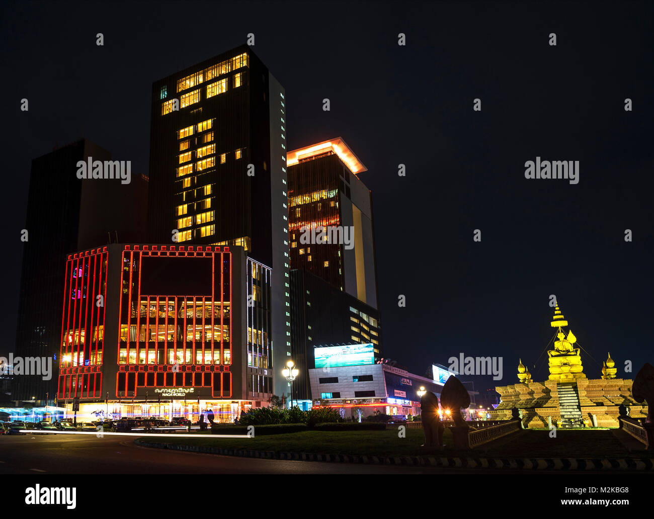 Nagaworld casino in central phnom penh city street cambodia at night ...