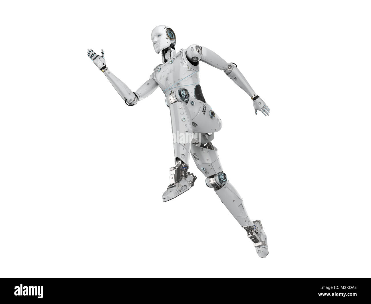 3d rendering humanoid robot running or jumping on white background Stock Photo - Alamy