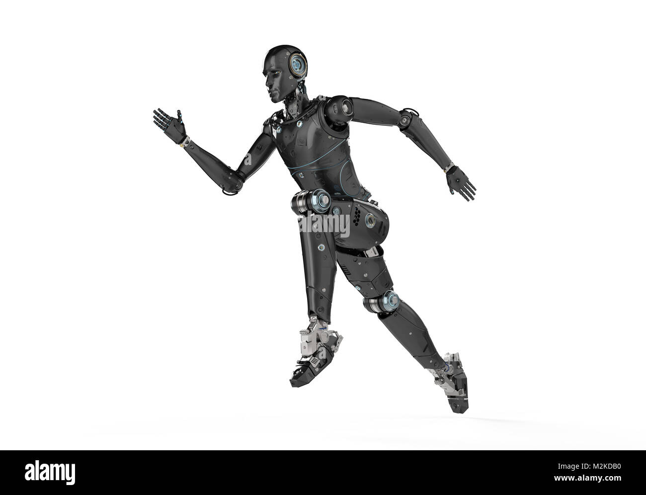 3d rendering humanoid robot running or jumping on white background Stock Photo - Alamy