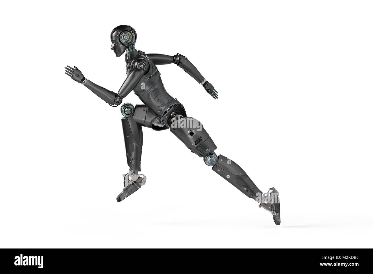 3d rendering humanoid robot running or jumping on white background Stock Photo - Alamy
