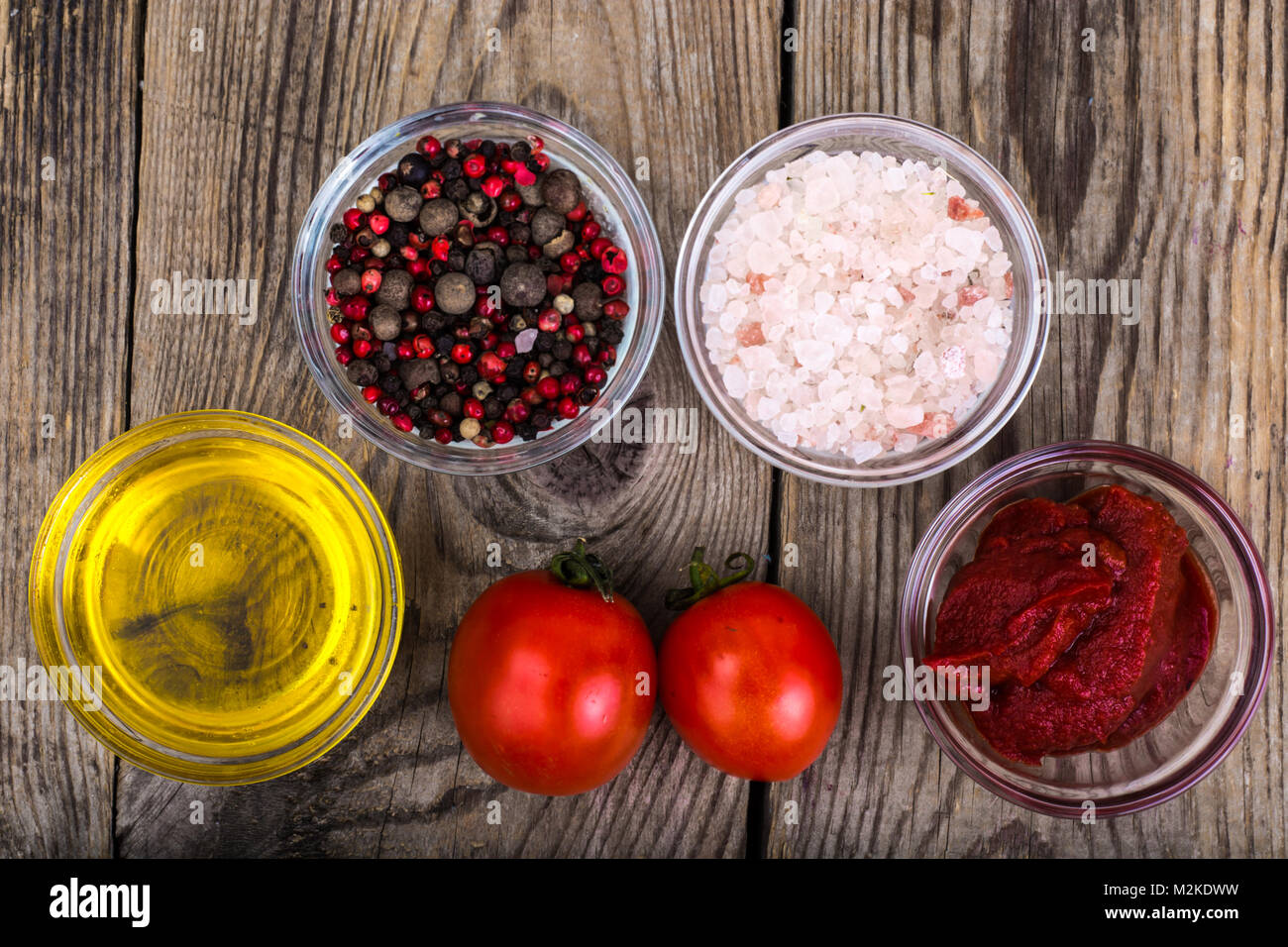 Ketchup, olive oil, pepper, sea salt Stock Photo - Alamy