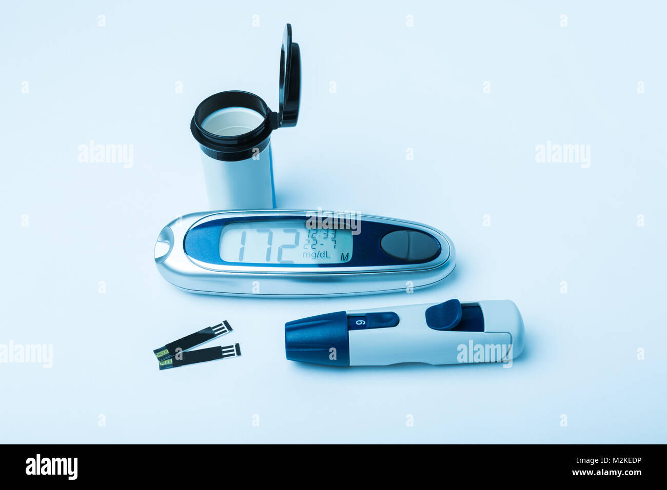 Diabetic kit, Syringe pen with insulin and glucometer, Blood glucose ...