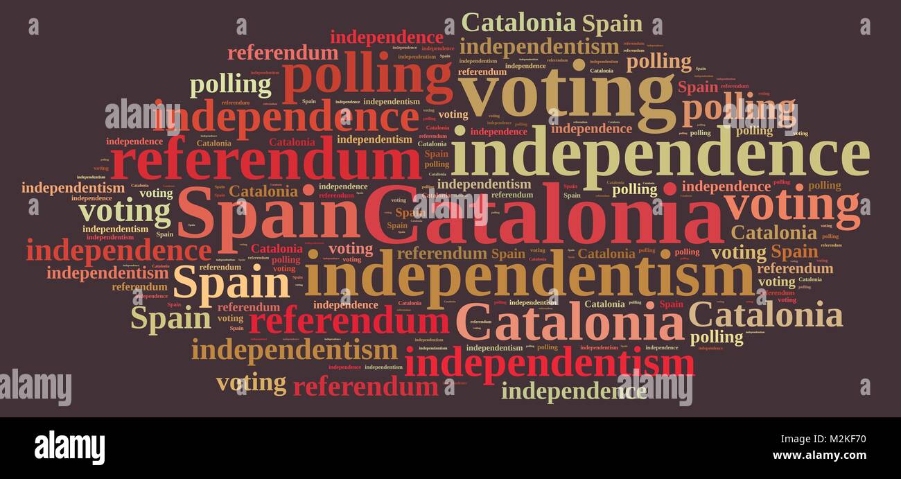 Illustration with word cloud on the referendum in Catalonia, Spain ...