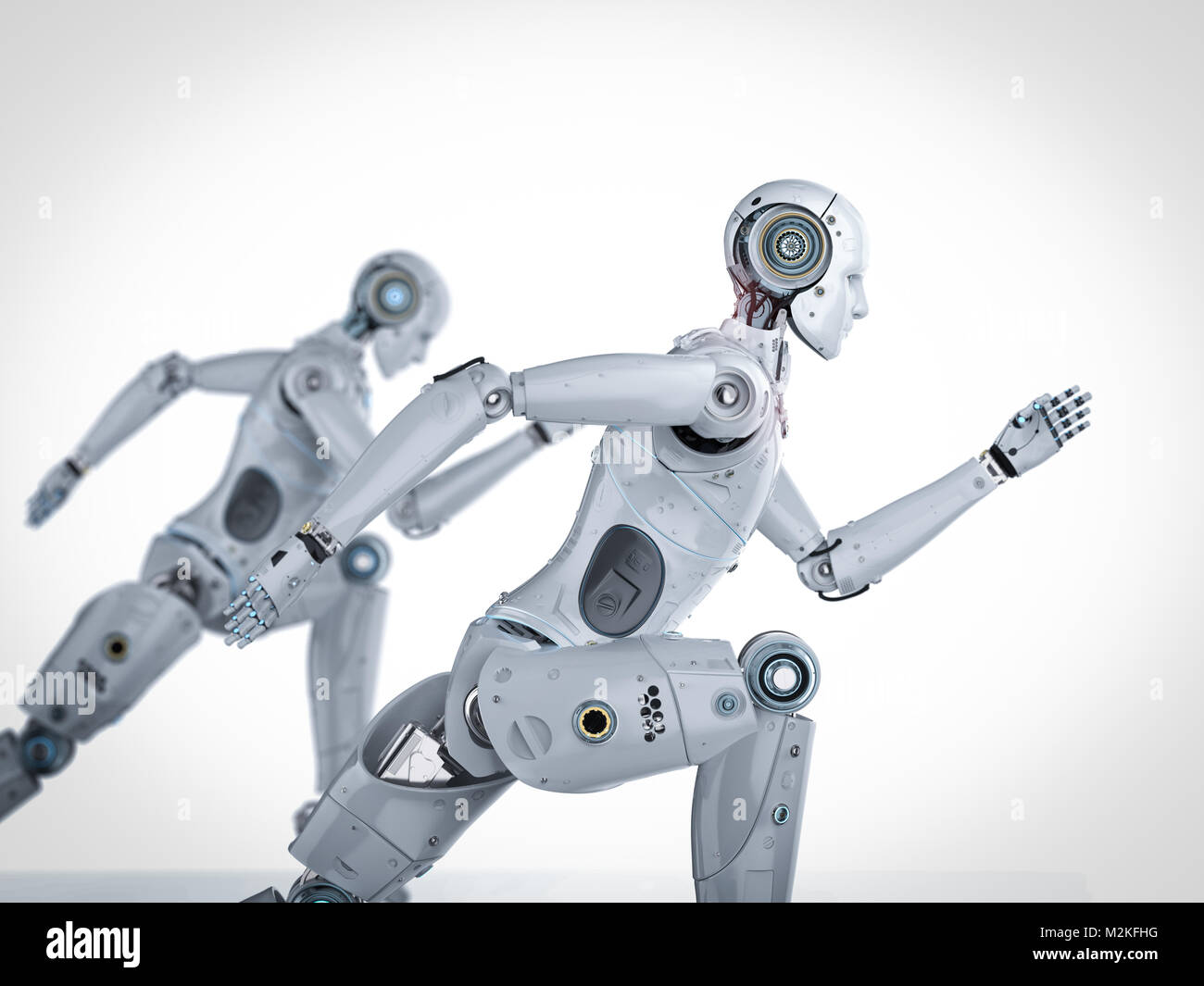 3d rendering cyborg running with fast speed in competition Stock Photo ...