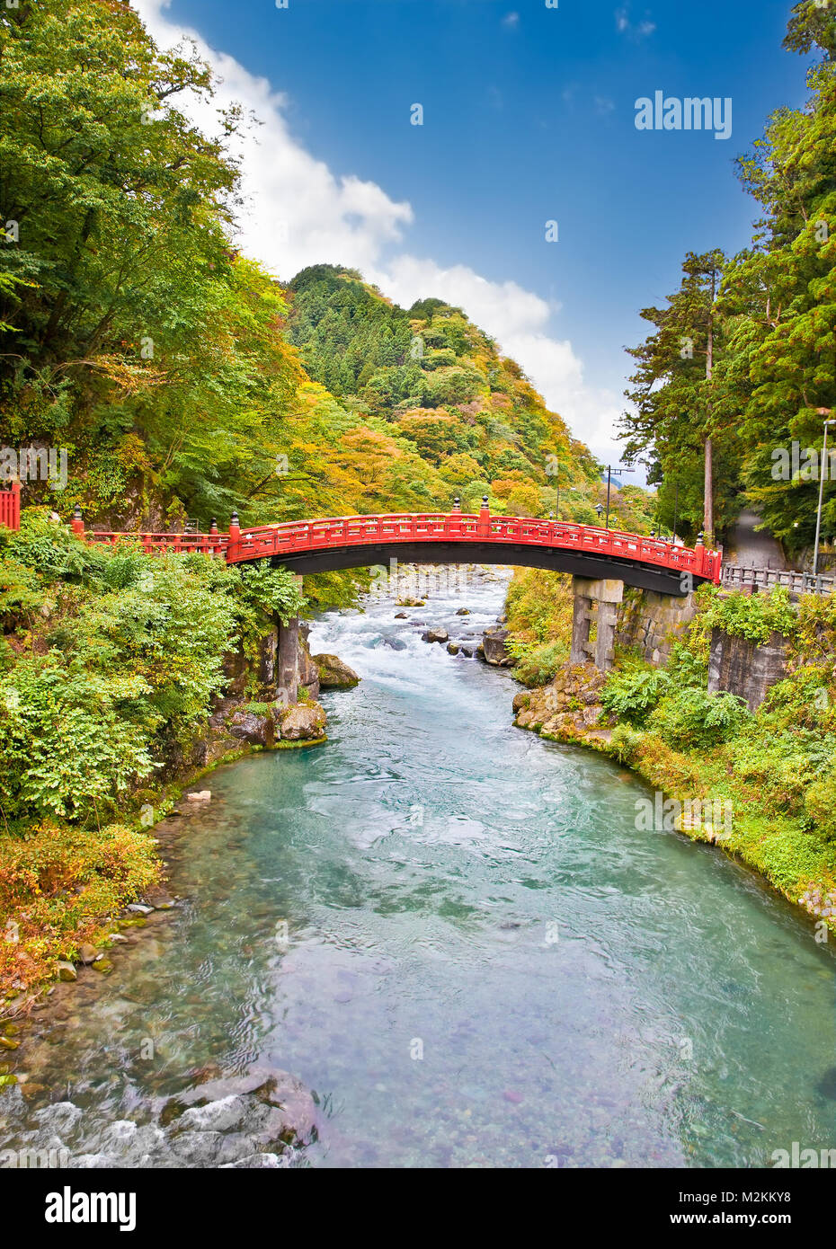 Red sacred bridge Shinkyo in Nikko, Japan Stock Photo - Alamy