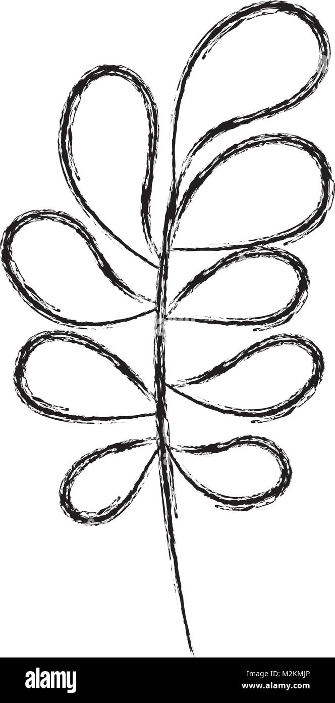 ramification with rounded leaves on blurred silhouette Stock Vector ...