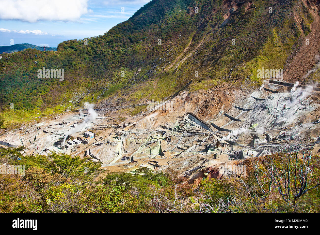 Owakudani valley, volcanic valley with active sulphur and hot springs ...