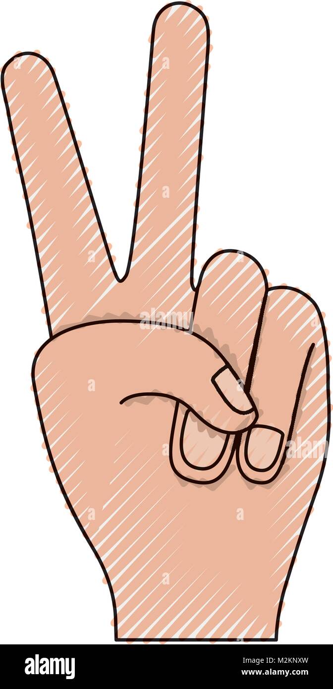 peace hand gesture on color crayon silhouette Stock Vector Image & Art ...