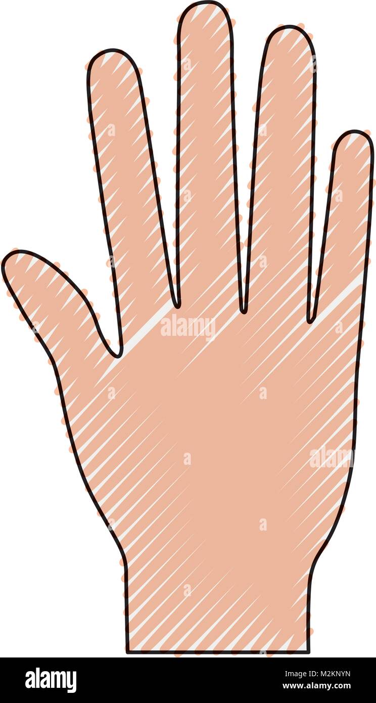 open palm hand gesture on color crayon silhouette Stock Vector Image ...