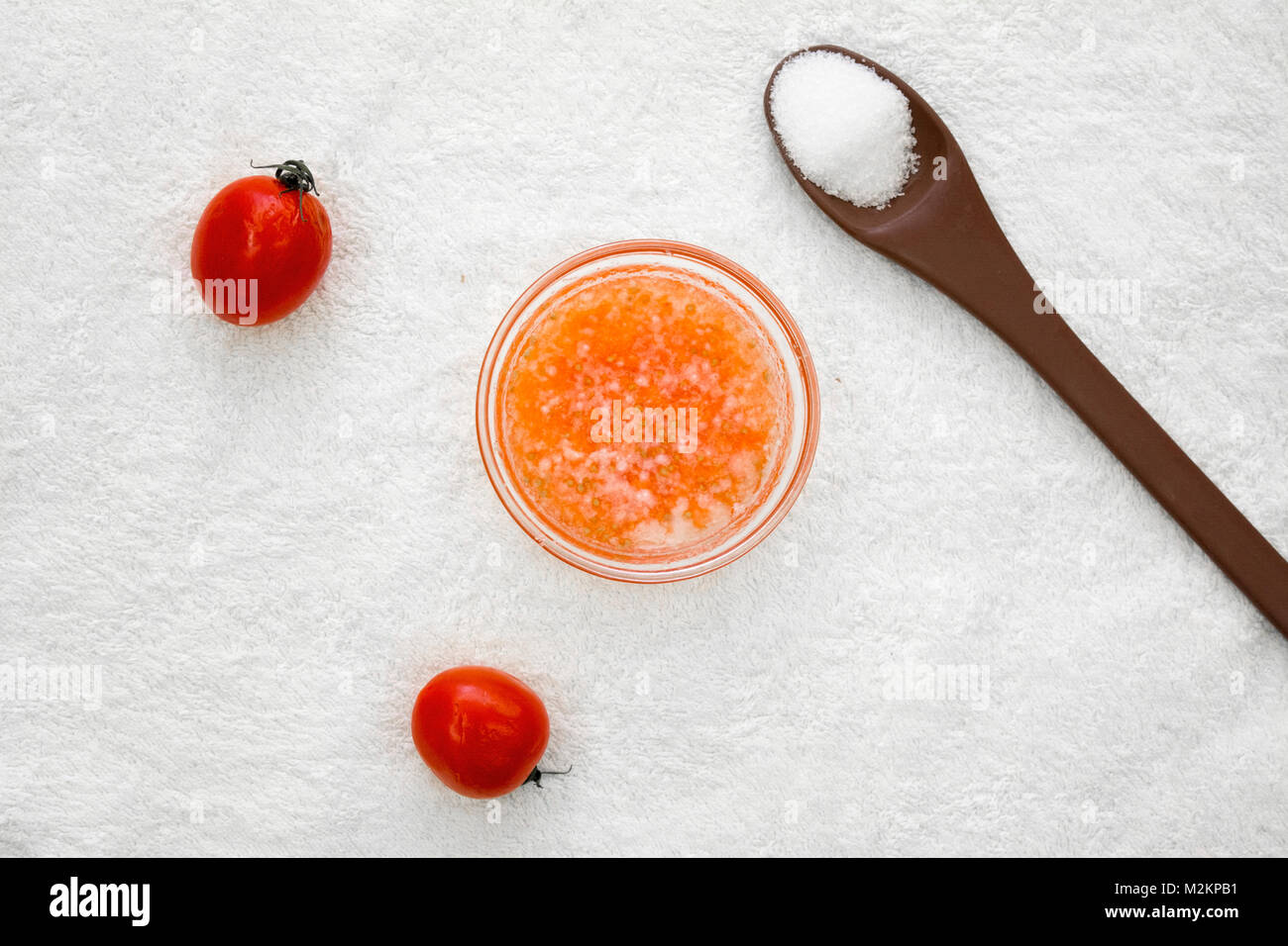 Tomato scrub made from fresh tomato, coconut oil and sugar Stock Photo ...