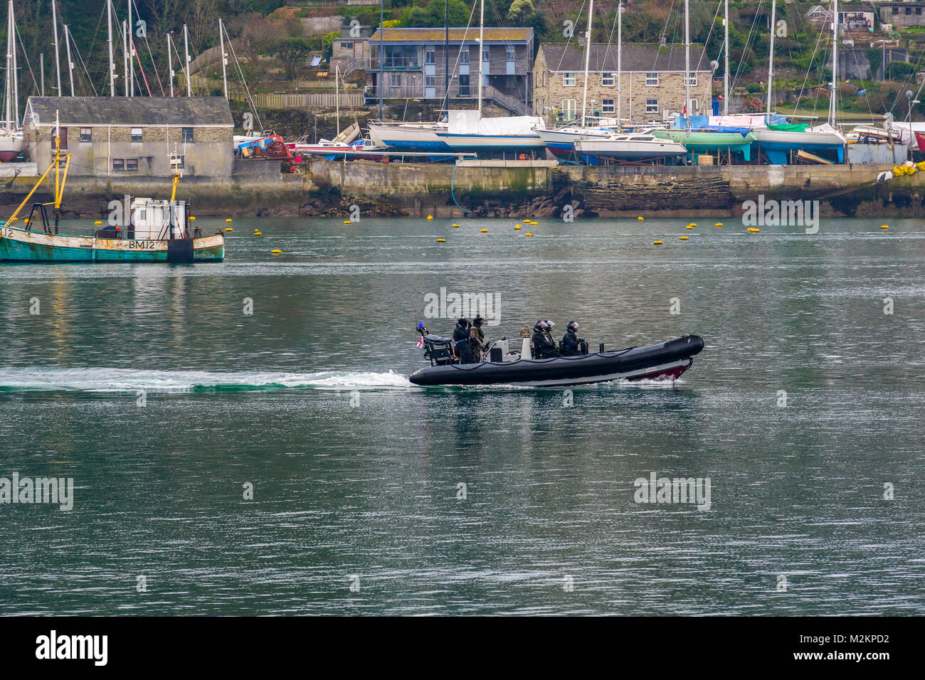 Editorial: UK Navy, Personnell and Logos. Fowey Estuary, Fowey, St ...