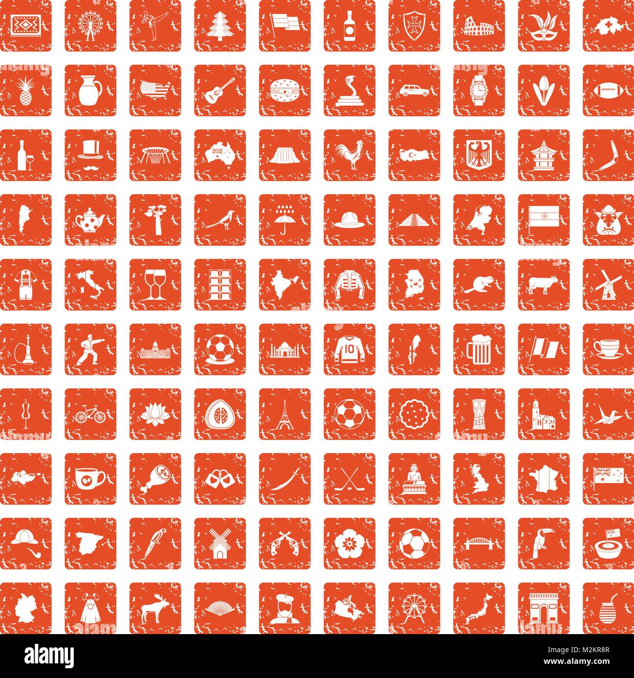 100 map icons set grunge orange Stock Vector Image & Art - Alamy