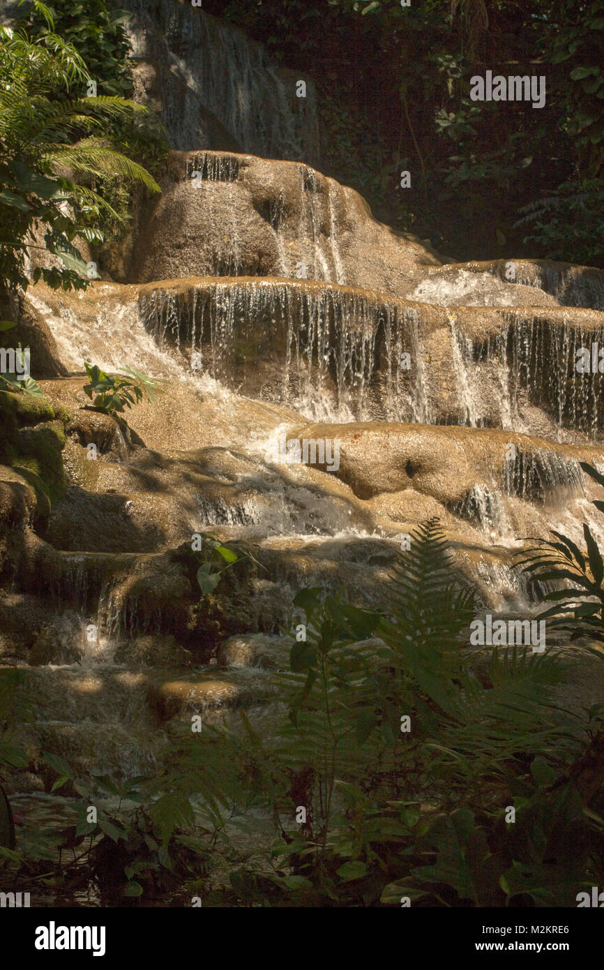 Mahoe falls in the Cayoba botanic gardens, Ocho Rios, Jamaica, West ...