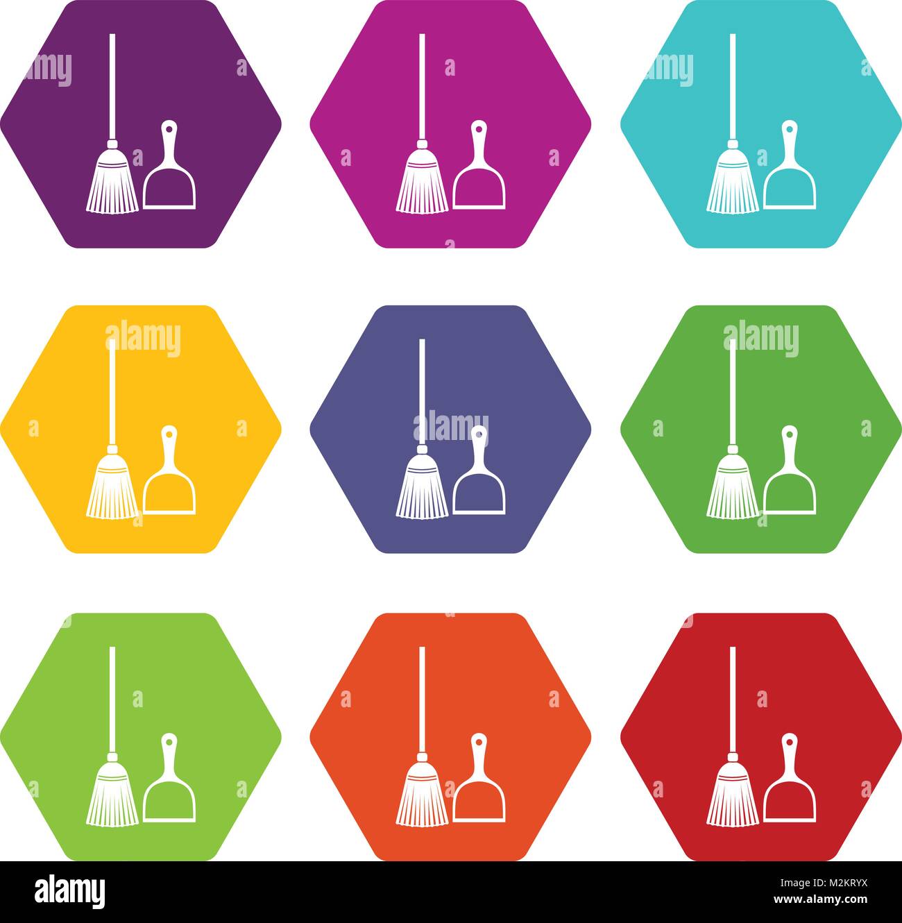 Broom and dustpan icon set color hexahedron Stock Vector Image & Art ...
