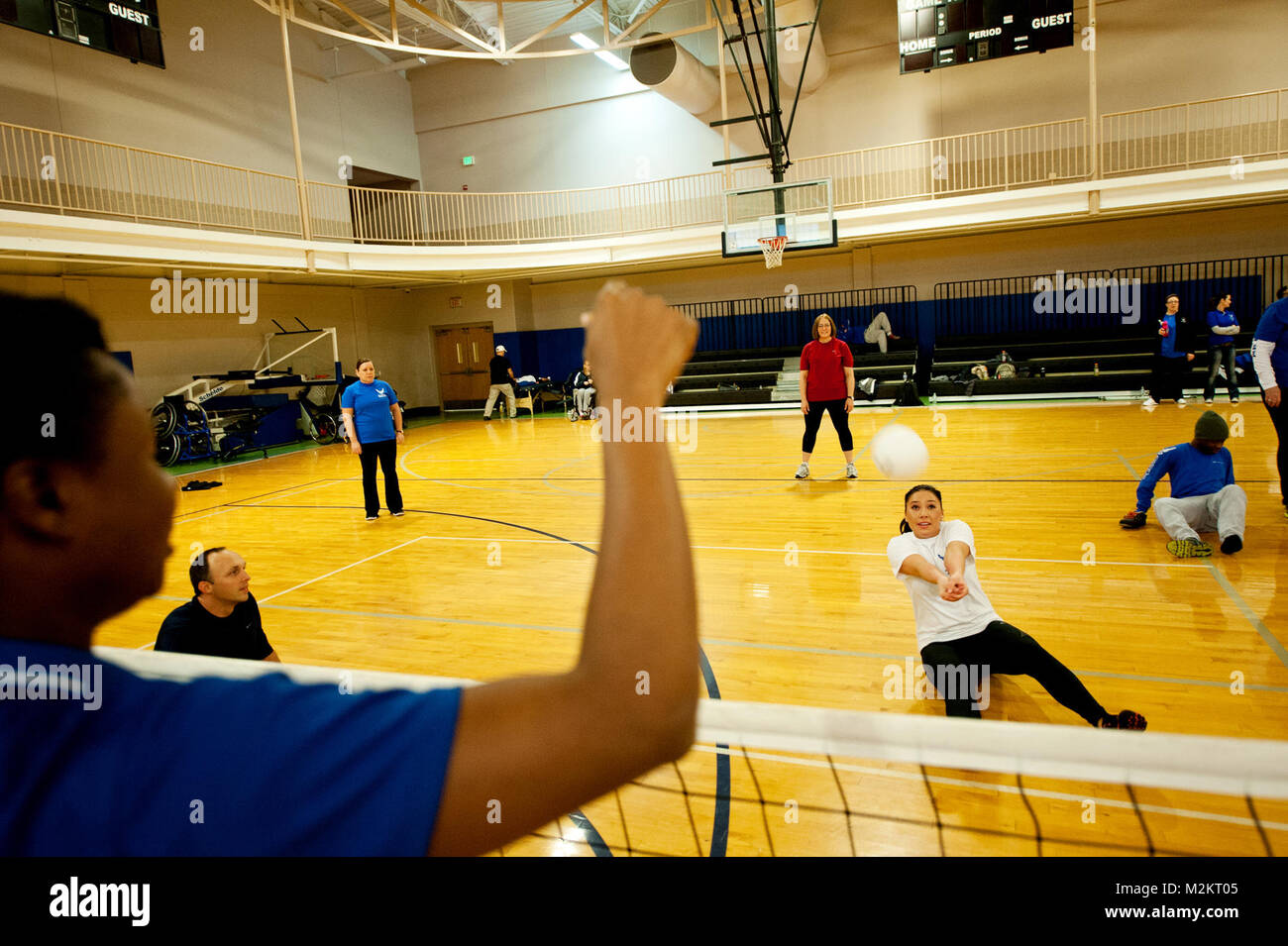 U.S. Air Force recovering service members practice sitting volleyball ...