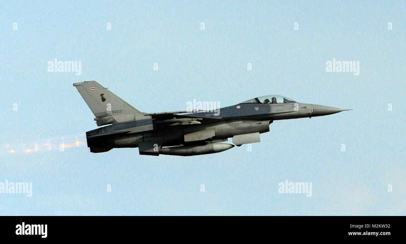 A Royal Thai Air Force F-16 Fighter Interceptor takes off here at Korat ...