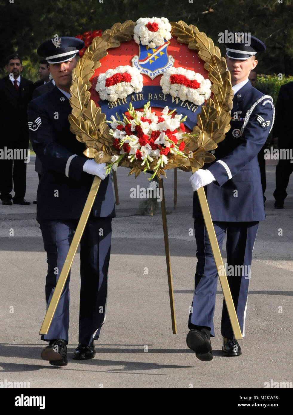 39th Air Base Wing Honor Guard, present a wreath in honor of the 71st ...