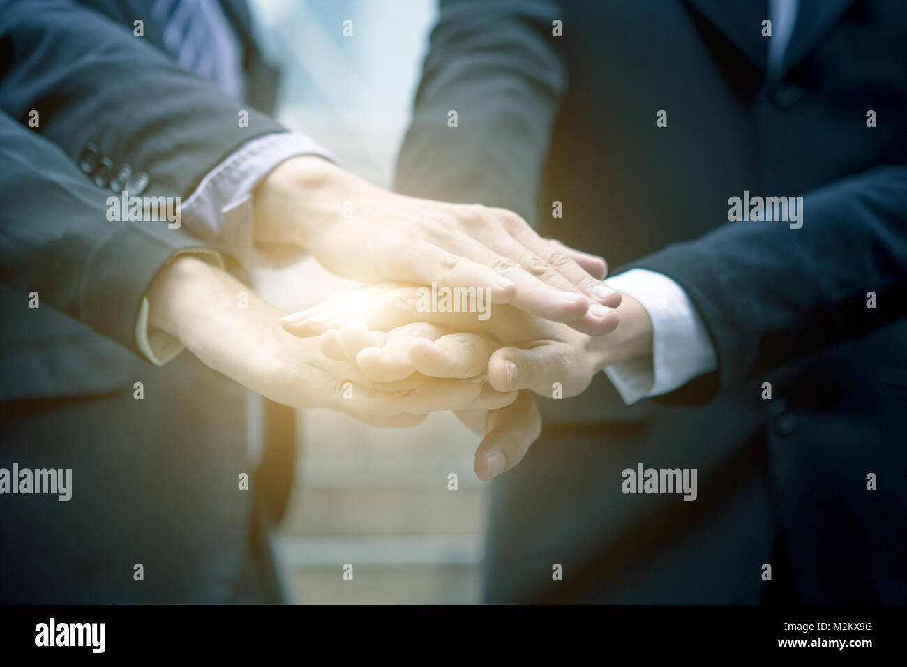 Hand of business team join together, partnership Concept Stock Photo ...
