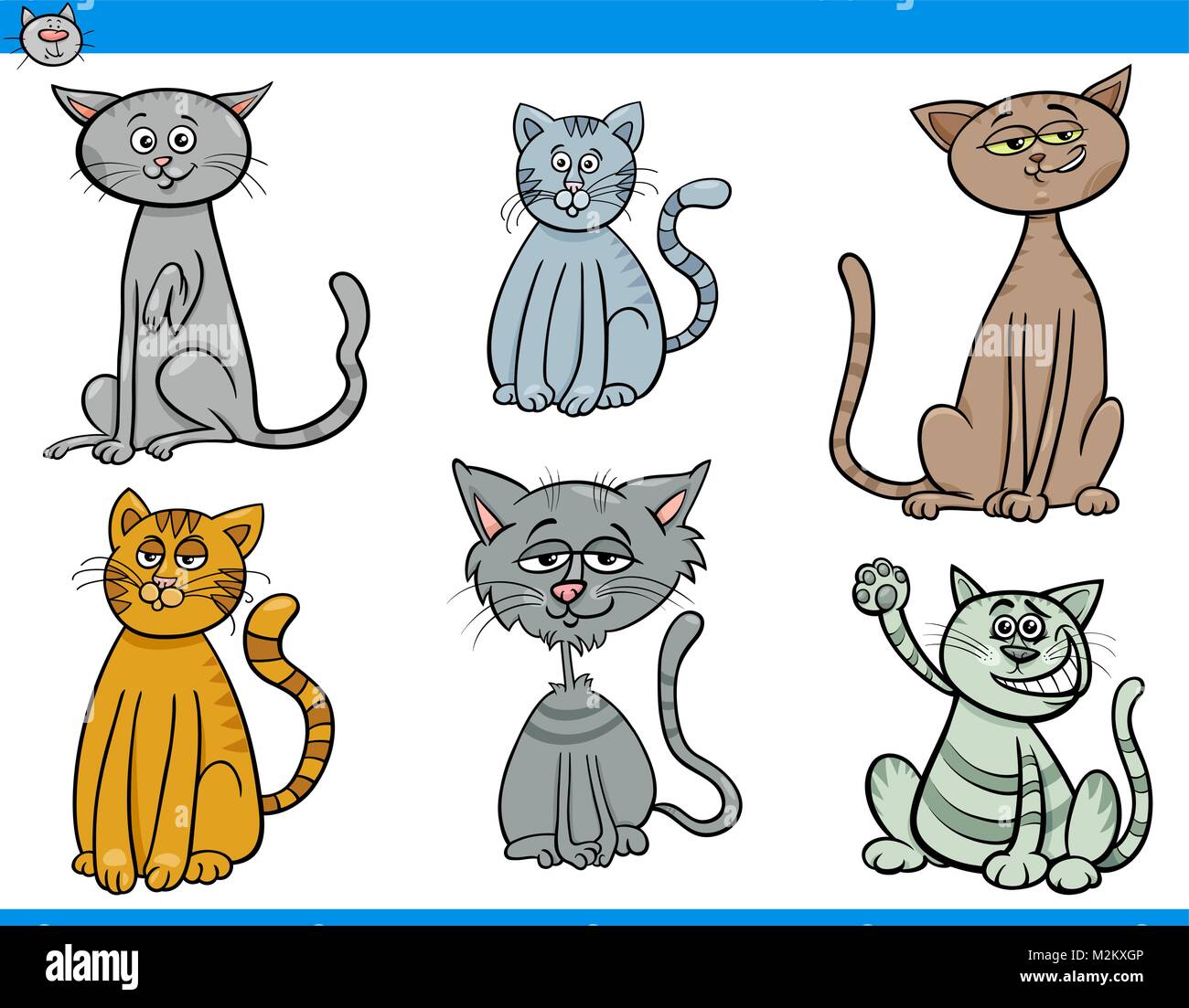 Cartoon Illustration of Funny Cats Pet Animal Characters Set Stock ...