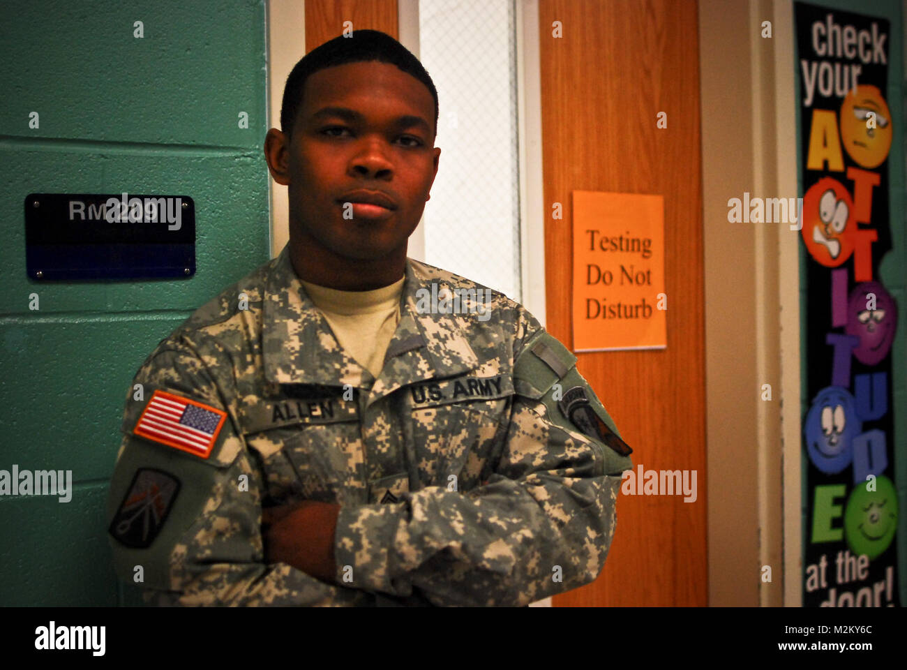 Sgt. Allen proctoring exams 2 by 82nd Sustainment Brigade Stock Photo - Alamy