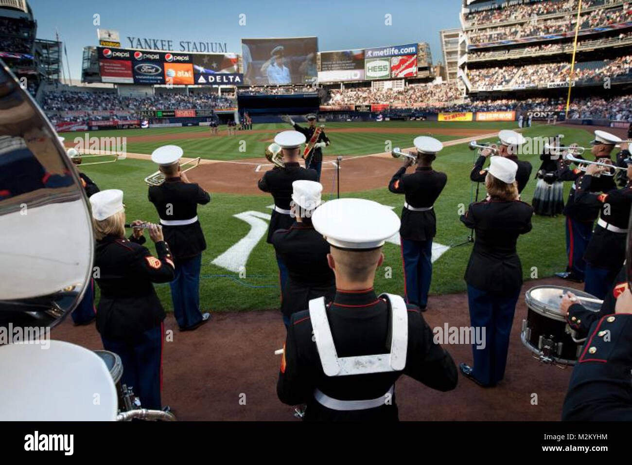 The Marine Forces Reserve play the National Anthem for the opening of ...