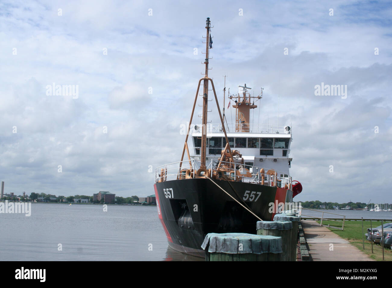 The Coast Guard coastal buoy tender Frank Drew moored at the Norfolk ...