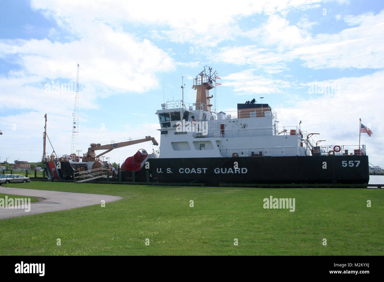 The Coast Guard coastal buoy tender Frank Drew moored at the Norfolk ...
