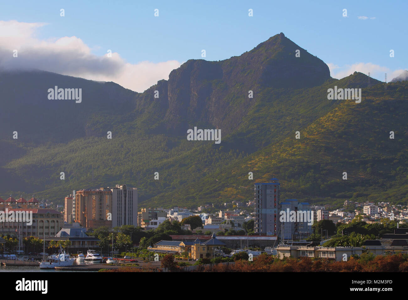 City at mountain foot. Port Louis, Mauritius Stock Photo - Alamy