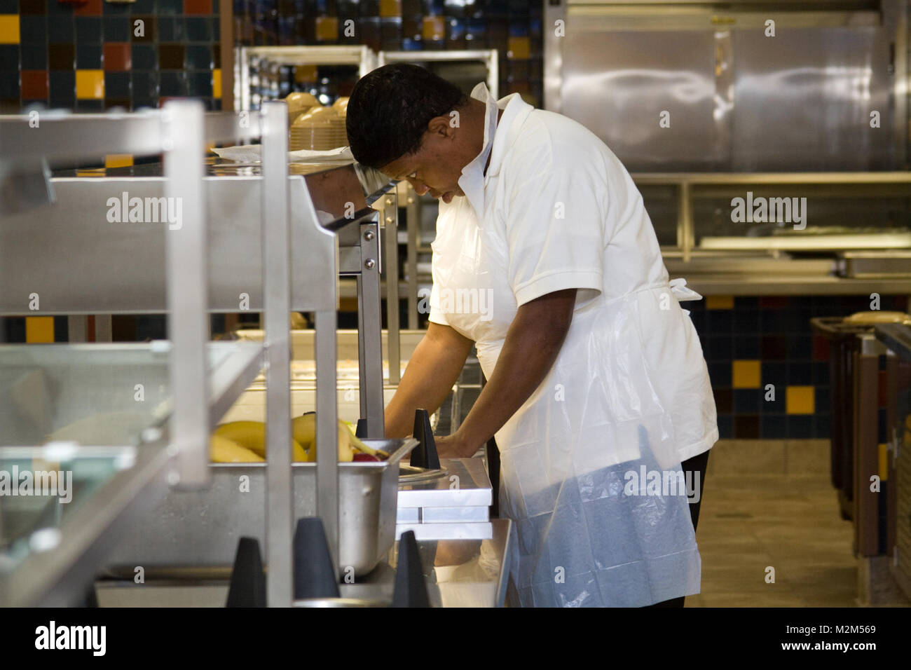 Army Ordnance Dining Facility staff at Fort Lee, Va., prep the serving ...