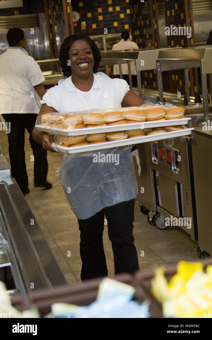 Army Ordnance Dining Facility staff at Fort Lee, Va., prep the serving ...