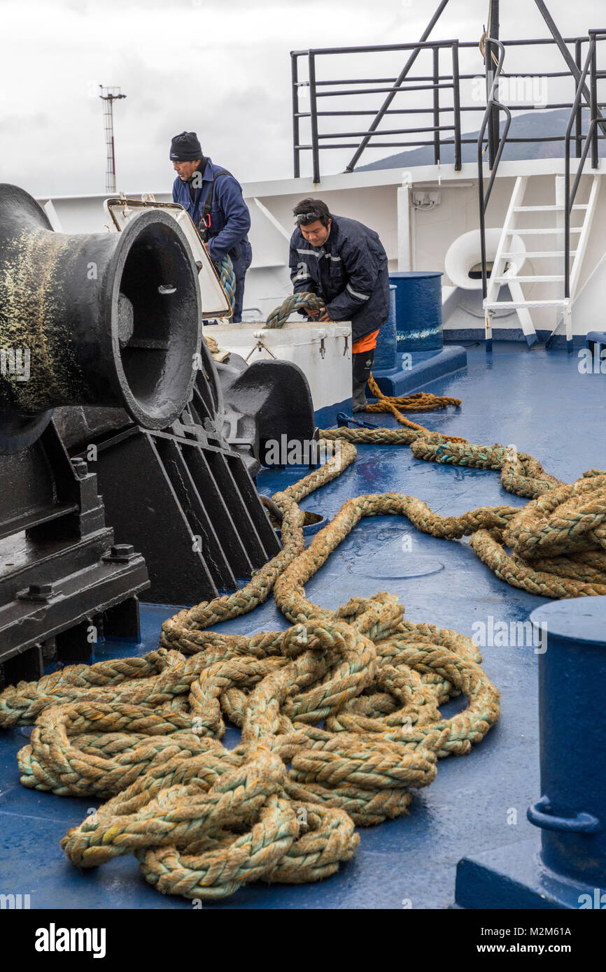 Sailers haul anchors; passenger ship Ocean Adventurer departs Ushuaia ...