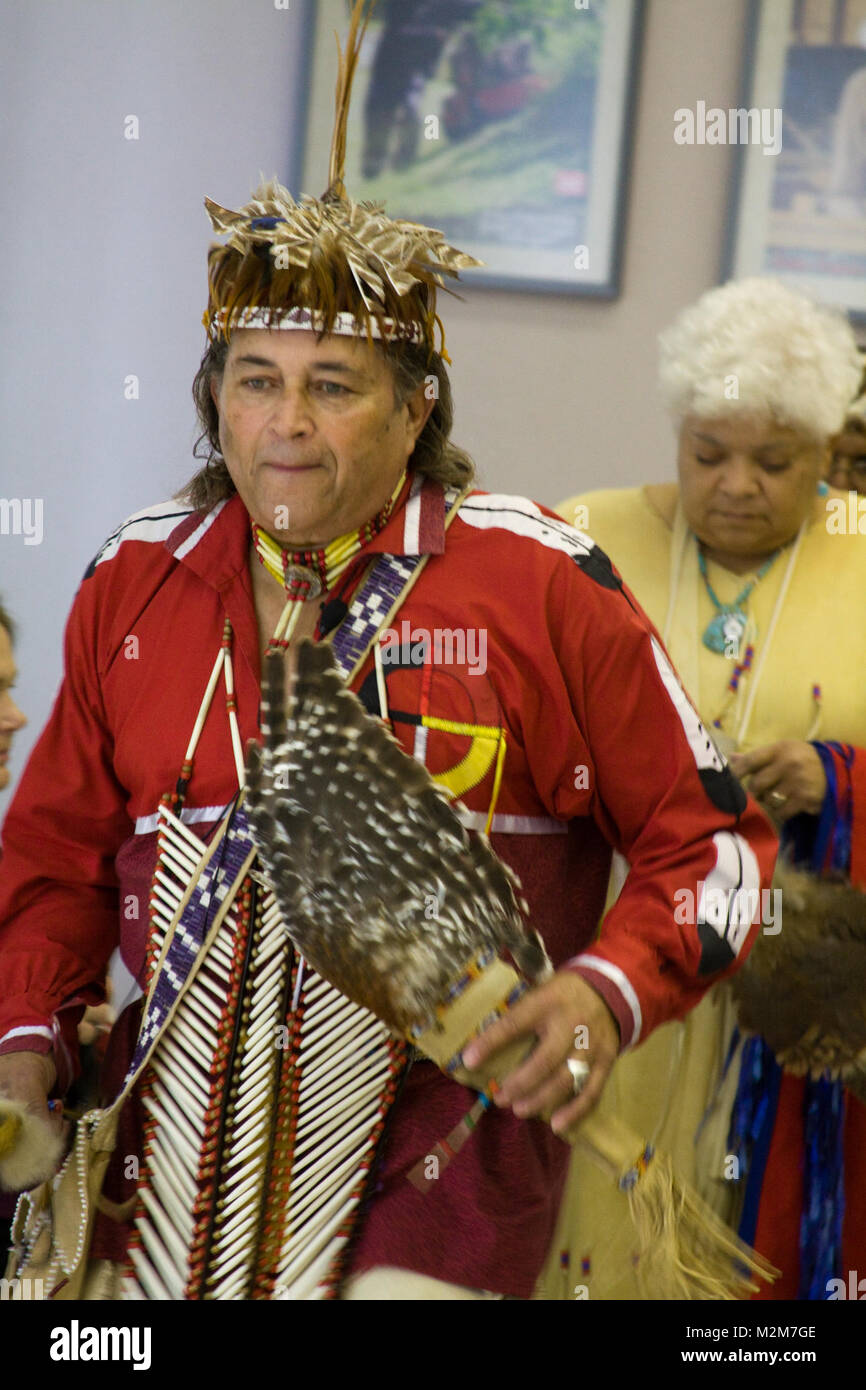 Chief Walter D. “Red Hawk” Brown, III and other tribal members of the ...
