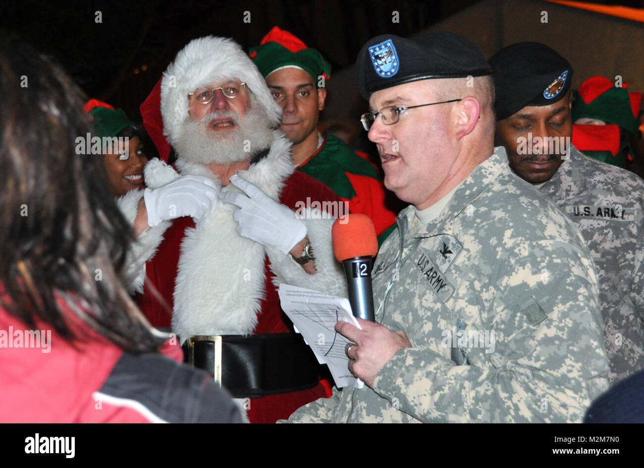 Col. Dill speaks to a crowd by 1st Armored Division and Fort Bliss ...