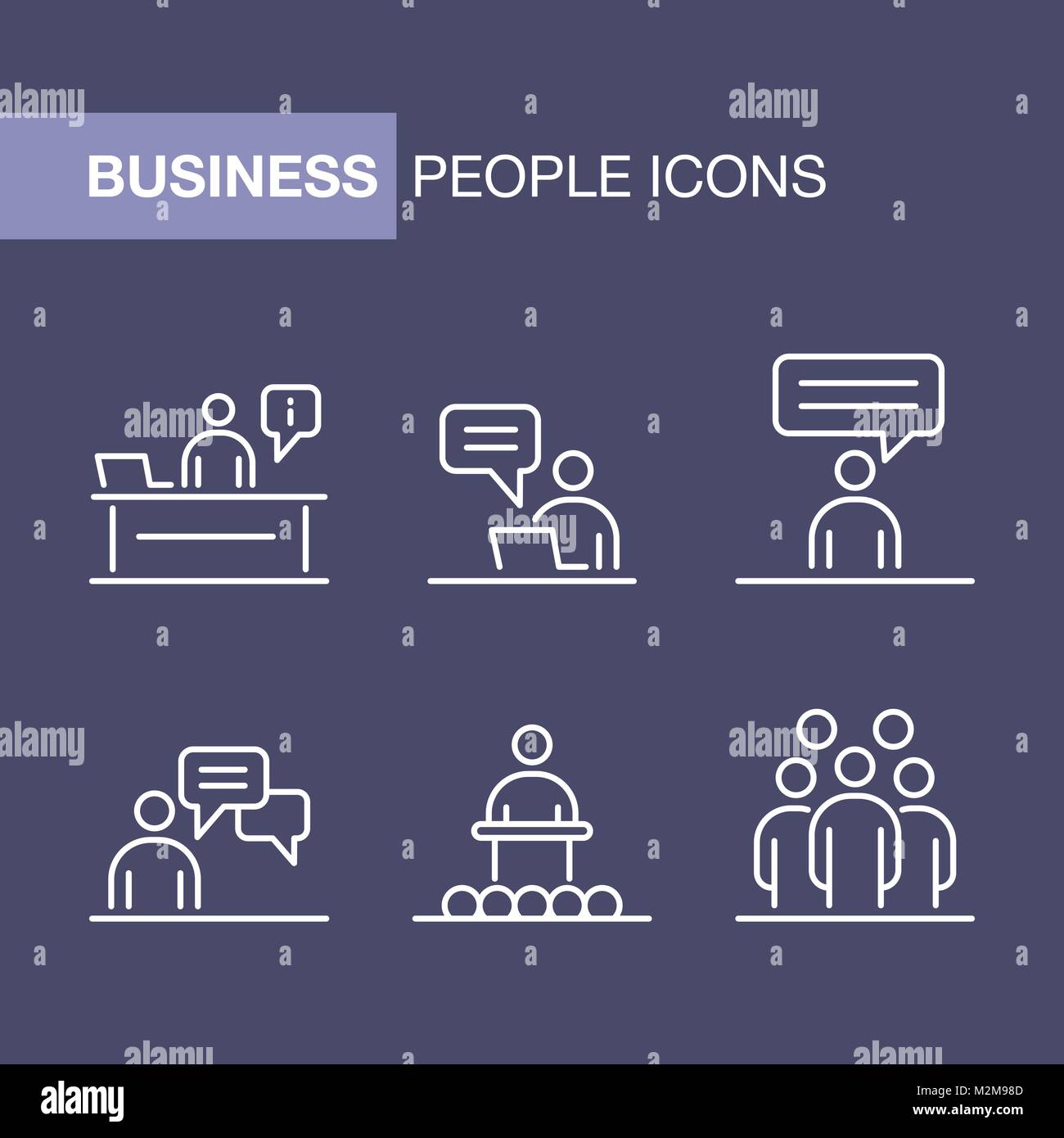 Business people icons set simple line flat illustration Stock Vector ...