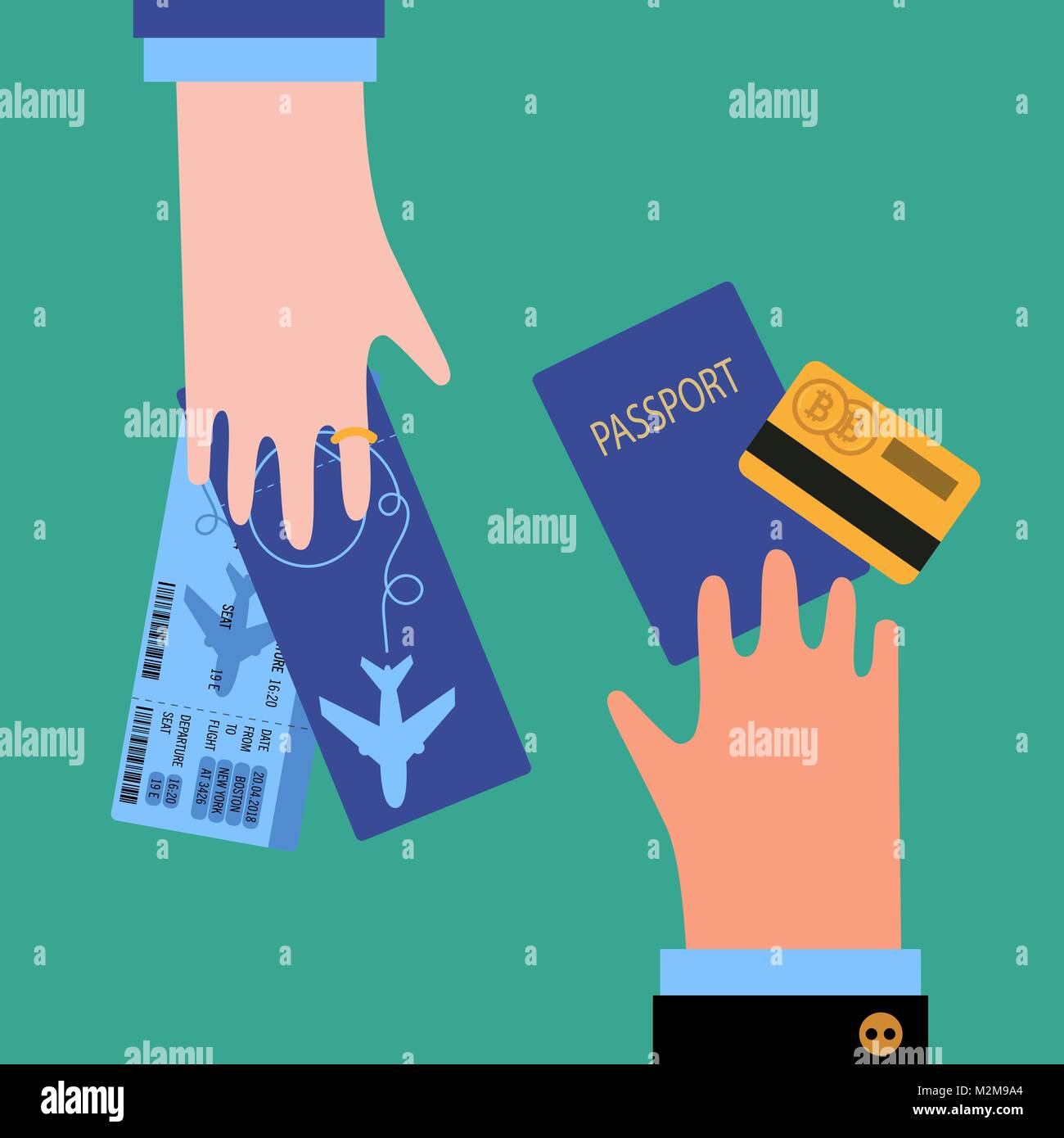 Hand with credit card pay for flight ticket Stock Vector Image & Art ...