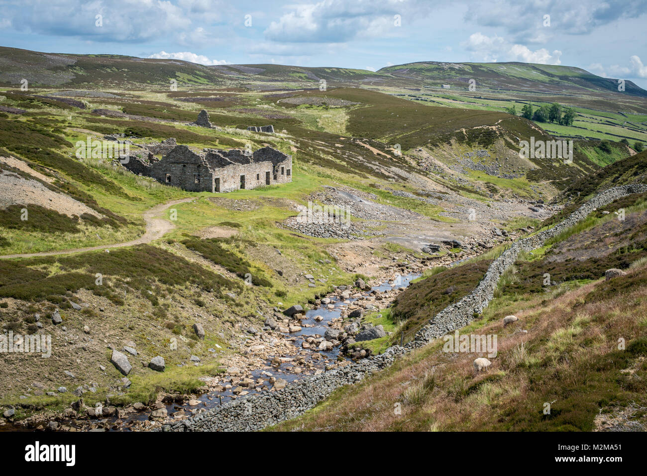 Forgotten stone building in the rocky hills of the Dales, Yorkshire ...