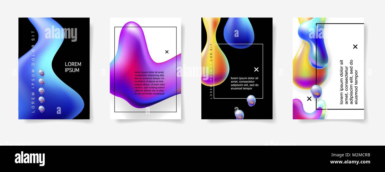 set of abstract bright colorful plasma drops shapes pattern Stock ...
