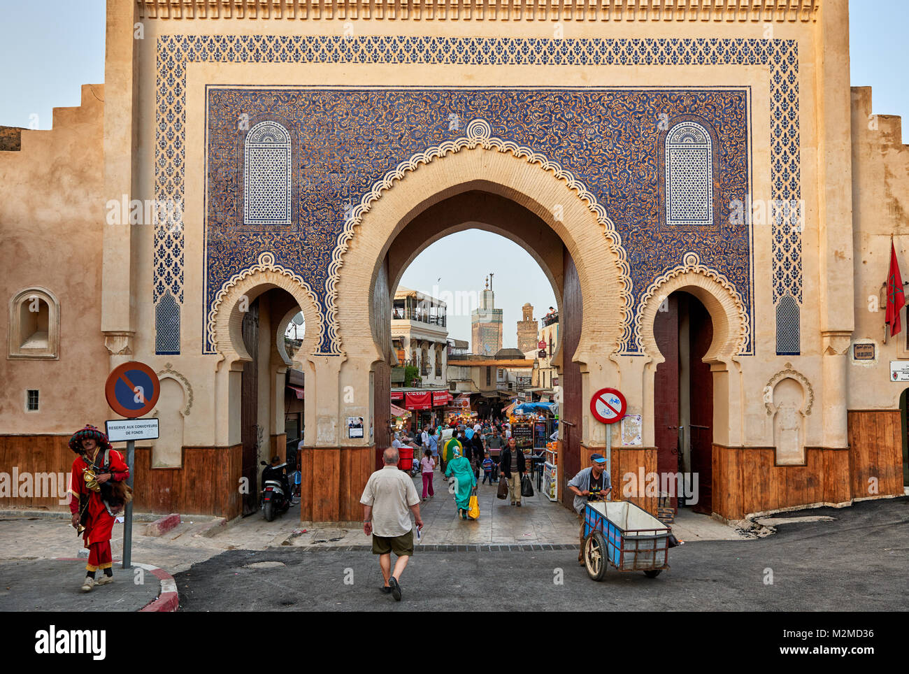 city gate Bab Boujloud or Bab Bou Jeloud of Fez, Morocco, Africa Stock ...