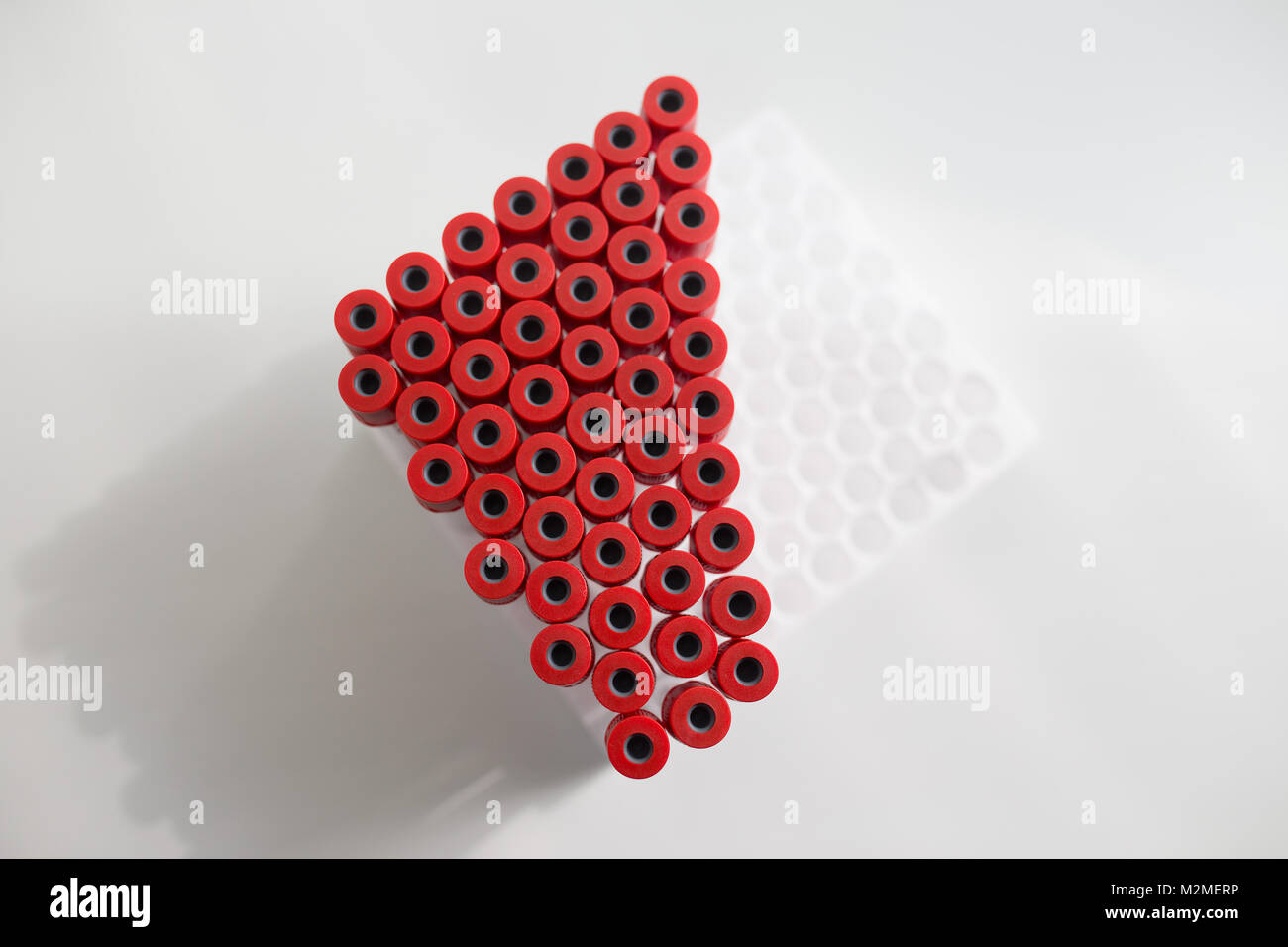 Laboratory plastic test tubes for an experiment in a science research ...