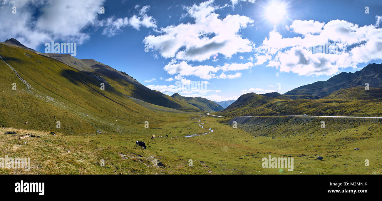 Driving the Albulapass in Switzerland, panorama Stock Photo - Alamy